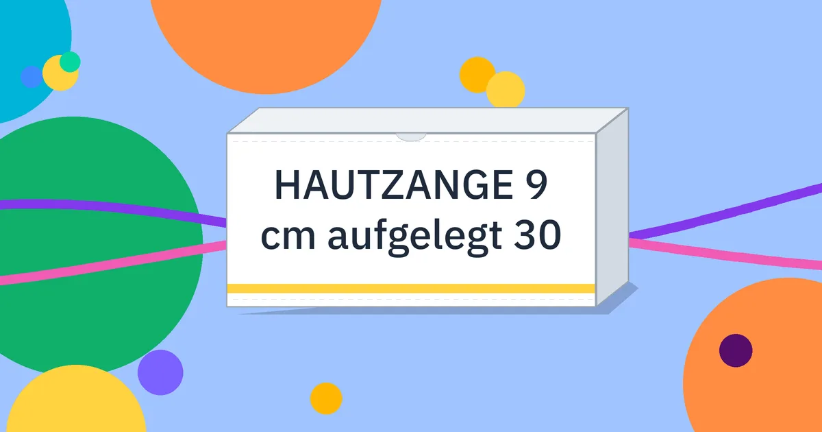 Symbolbild: Packung mit der Aufschrift HAUTZANGE 9 cm aufgelegt 30 (PZN 19283414) – Verfügbarkeit und Bezug in Apotheken in Frankfurt am Main