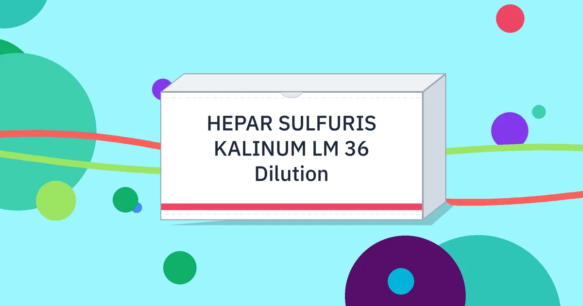 Symbolbild: Packung mit der Aufschrift HEPAR SULFURIS KALINUM LM 36 Dilution (PZN 12888114) – Verfügbarkeit und Bezug in Apotheken in Frankfurt am Main
