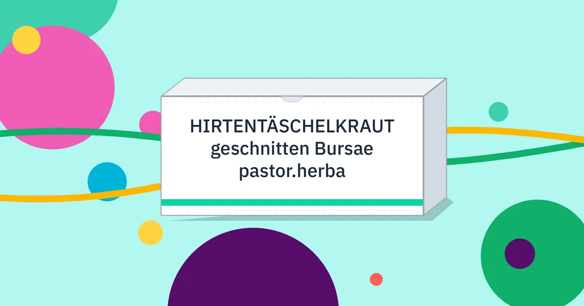 Symbolbild: Packung mit der Aufschrift HIRTENTÄSCHELKRAUT geschnitten Bursae pastor.herba (PZN 20953707) – Verfügbarkeit und Bezug in Apotheken in Frankfurt am Main