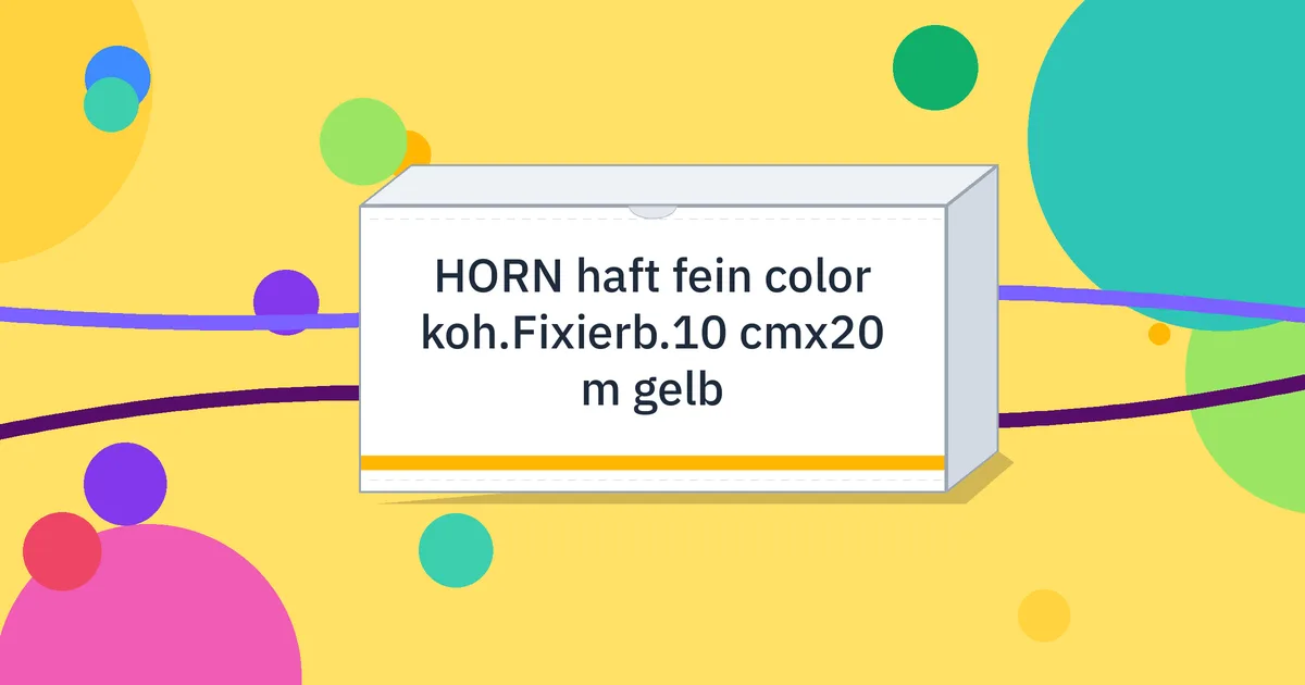 Symbolbild: Packung mit der Aufschrift HORN haft fein color koh.Fixierb.10 cmx20 m gelb (PZN 03783758) – Verfügbarkeit und Bezug in Apotheken in Frankfurt am Main