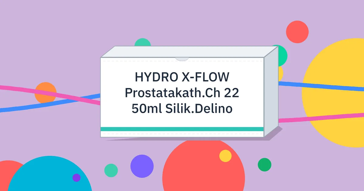 Symbolbild: Packung mit der Aufschrift HYDRO X-FLOW Prostatakath.Ch 22 50ml Silik.Delino (PZN 17508665) – Verfügbarkeit und Bezug in Apotheken in Frankfurt am Main