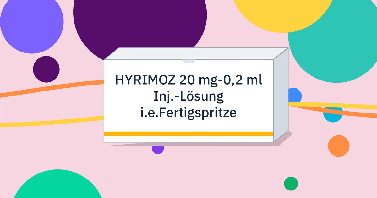 Symbolbild: Packung mit der Aufschrift HYRIMOZ 20 mg-0,2 ml Inj.-Lösung i.e.Fertigspritze (PZN 18657396) – Verfügbarkeit und Bezug in Apotheken in Frankfurt am Main