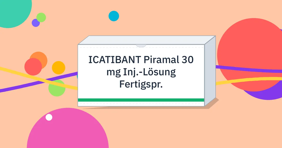 Symbolbild: Packung mit der Aufschrift ICATIBANT Piramal 30 mg Inj.-Lösung Fertigspr. (PZN 17836895) – Verfügbarkeit und Bezug in Apotheken in Frankfurt am Main