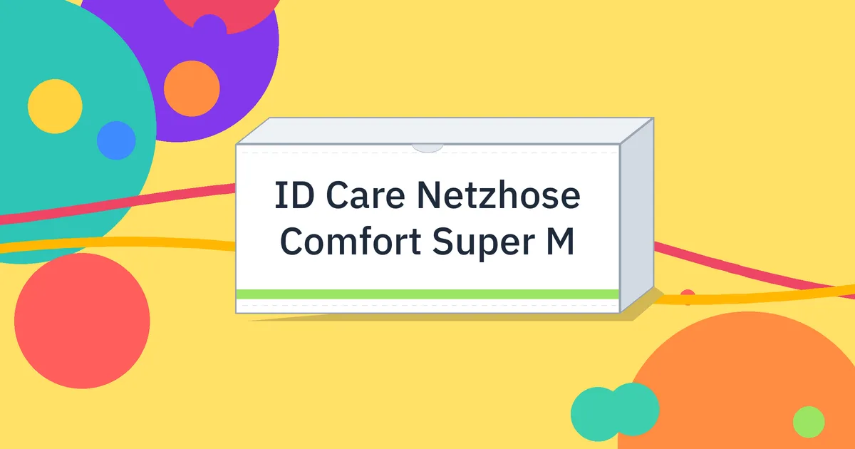 Symbolbild: Packung mit der Aufschrift ID Care Netzhose Comfort Super M (PZN 16162466) – Verfügbarkeit und Bezug in Apotheken in Frankfurt am Main