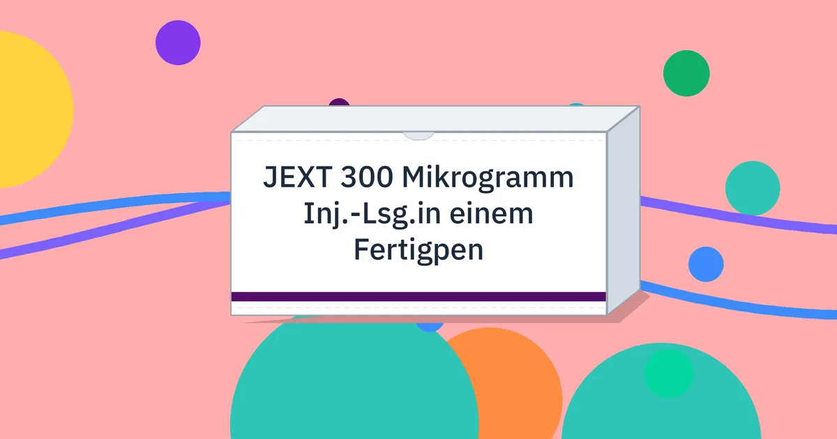 Symbolbild: Packung mit der Aufschrift JEXT 300 Mikrogramm Inj.-Lsg.in einem Fertigpen (PZN 10917515) – Verfügbarkeit und Bezug in Apotheken in Frankfurt am Main