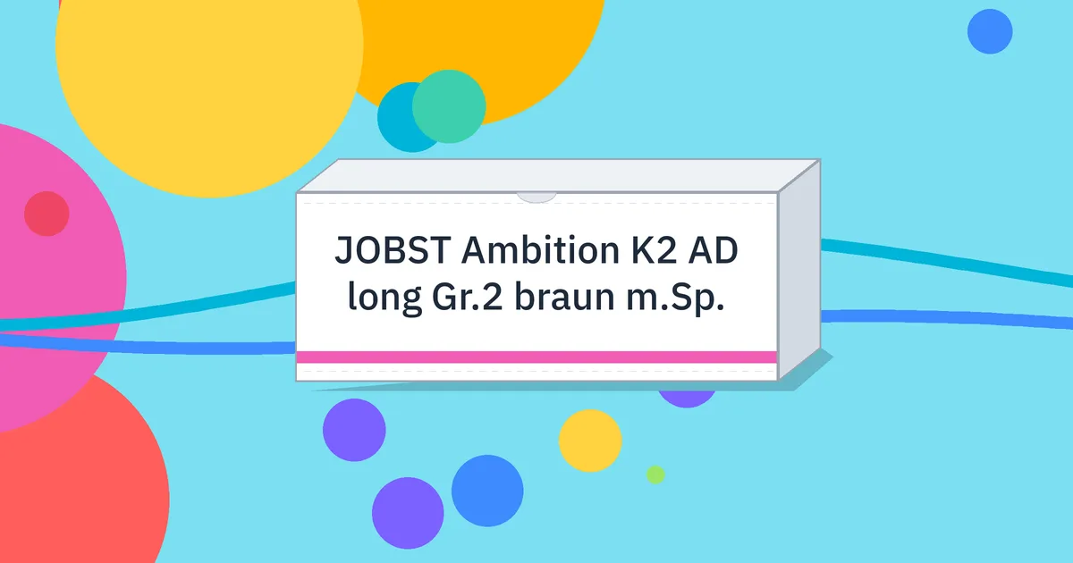 Symbolbild: Packung mit der Aufschrift JOBST Ambition K2 AD long Gr.2 braun m.Sp. (PZN 11020537) – Verfügbarkeit und Bezug in Apotheken in Frankfurt am Main