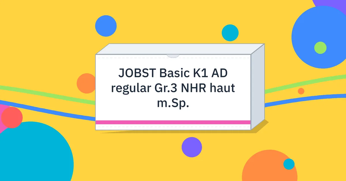 Symbolbild: Packung mit der Aufschrift JOBST Basic K1 AD regular Gr.3 NHR haut m.Sp. (PZN 15312834) – Verfügbarkeit und Bezug in Apotheken in Frankfurt am Main