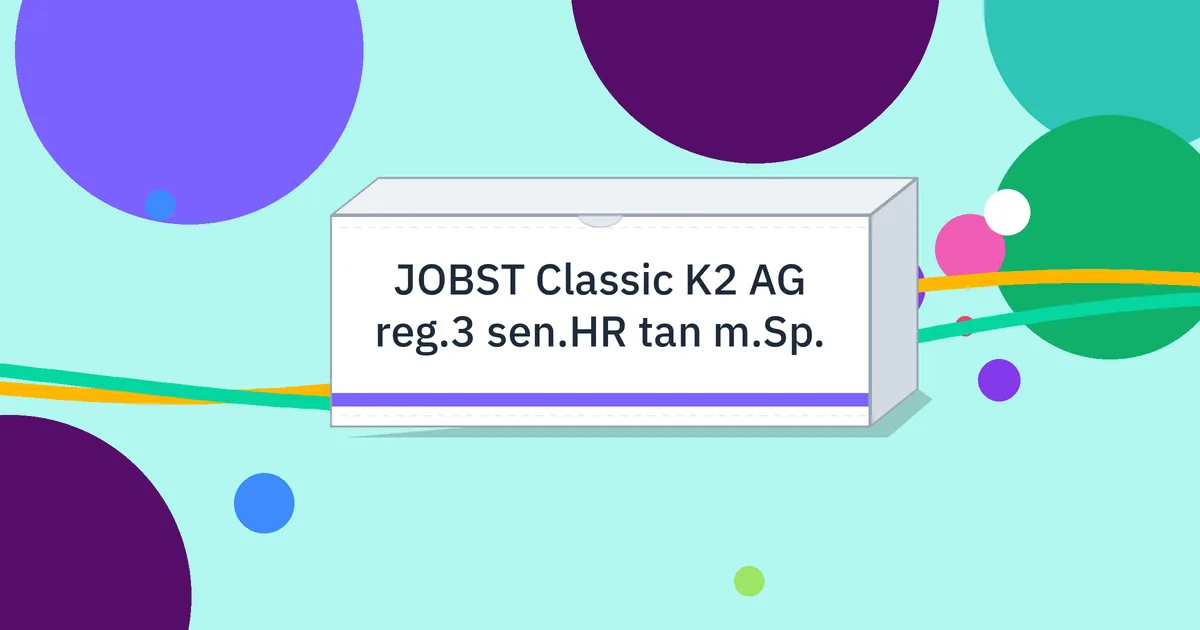 Symbolbild: Packung mit der Aufschrift JOBST Classic K2 AG reg.3 sen.HR tan m.Sp. (PZN 17960276) – Verfügbarkeit und Bezug in Apotheken in Frankfurt am Main