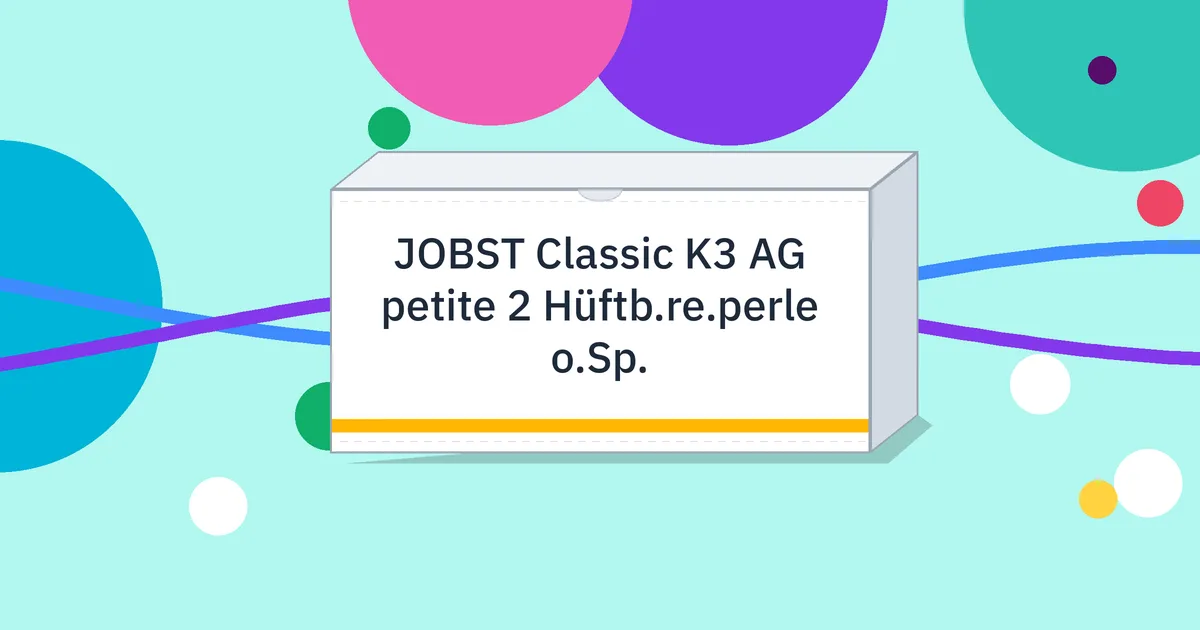 Symbolbild: Packung mit der Aufschrift JOBST Classic K3 AG petite 2 Hüftb.re.perle o.Sp. (PZN 13075100) – Verfügbarkeit und Bezug in Apotheken in Frankfurt am Main