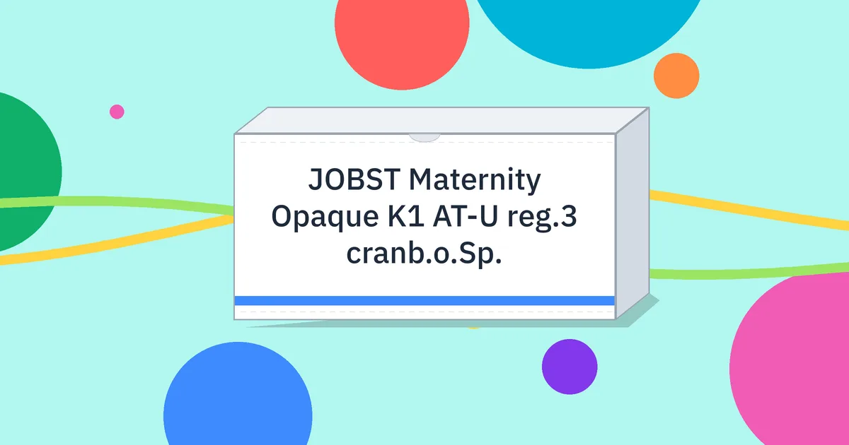 Symbolbild: Packung mit der Aufschrift JOBST Maternity Opaque K1 AT-U reg.3 cranb.o.Sp. (PZN 15857597) – Verfügbarkeit und Bezug in Apotheken in Frankfurt am Main