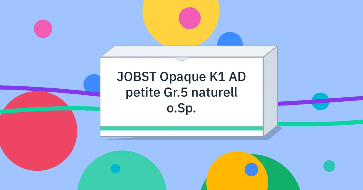 Symbolbild: Packung mit der Aufschrift JOBST Opaque K1 AD petite Gr.5 naturell o.Sp. (PZN 13080325) – Verfügbarkeit und Bezug in Apotheken in Frankfurt am Main
