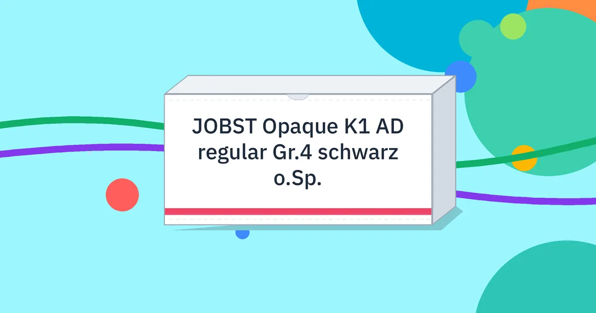 Symbolbild: Packung mit der Aufschrift JOBST Opaque K1 AD regular Gr.4 schwarz o.Sp. (PZN 13083217) – Verfügbarkeit und Bezug in Apotheken in Frankfurt am Main
