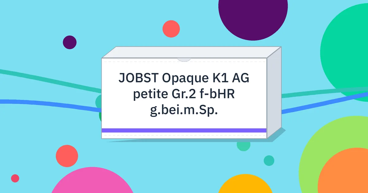 Symbolbild: Packung mit der Aufschrift JOBST Opaque K1 AG petite Gr.2 f-bHR g.bei.m.Sp. (PZN 16268710) – Verfügbarkeit und Bezug in Apotheken in Frankfurt am Main