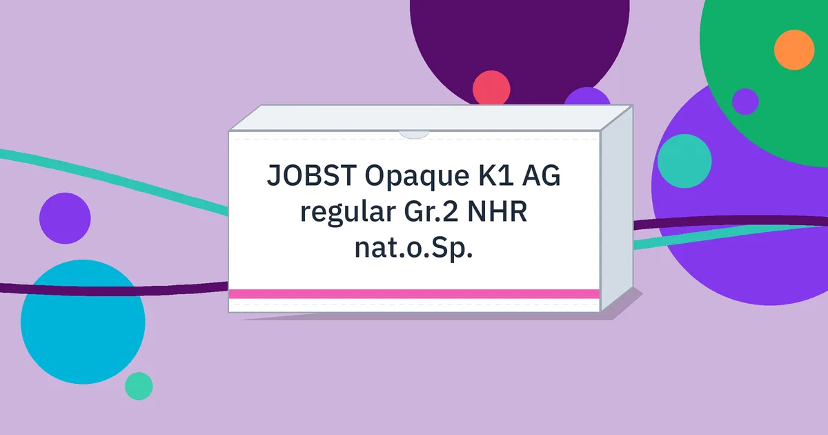 Symbolbild: Packung mit der Aufschrift JOBST Opaque K1 AG regular Gr.2 NHR nat.o.Sp. (PZN 13095255) – Verfügbarkeit und Bezug in Apotheken in Frankfurt am Main