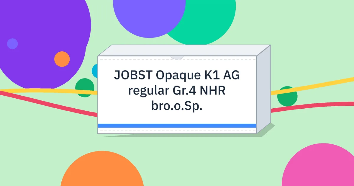 Symbolbild: Packung mit der Aufschrift JOBST Opaque K1 AG regular Gr.4 NHR bro.o.Sp. (PZN 13095060) – Verfügbarkeit und Bezug in Apotheken in Frankfurt am Main