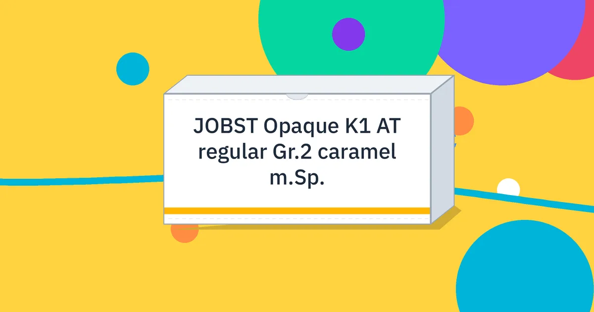Symbolbild: Packung mit der Aufschrift JOBST Opaque K1 AT regular Gr.2 caramel m.Sp. (PZN 13106800) – Verfügbarkeit und Bezug in Apotheken in Frankfurt am Main