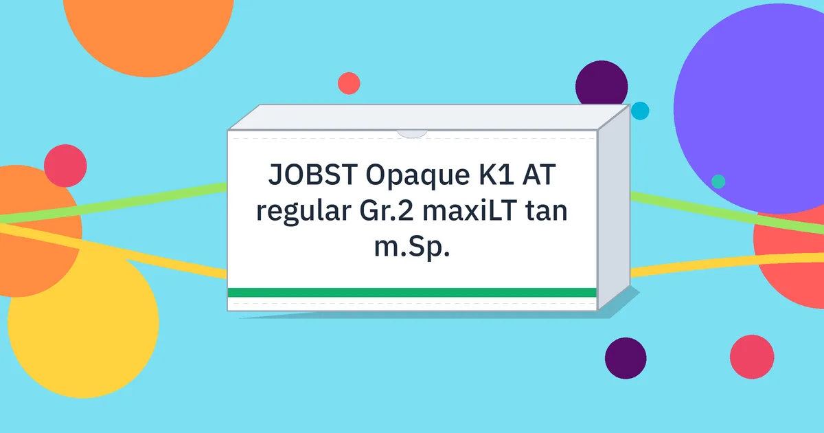 Symbolbild: Packung mit der Aufschrift JOBST Opaque K1 AT regular Gr.2 maxiLT tan m.Sp. (PZN 16275087) – Verfügbarkeit und Bezug in Apotheken in Frankfurt am Main