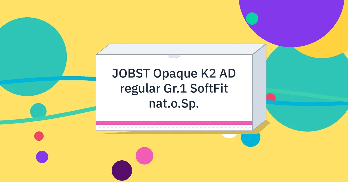 Symbolbild: Packung mit der Aufschrift JOBST Opaque K2 AD regular Gr.1 SoftFit nat.o.Sp. (PZN 11249932) – Verfügbarkeit und Bezug in Apotheken in Frankfurt am Main