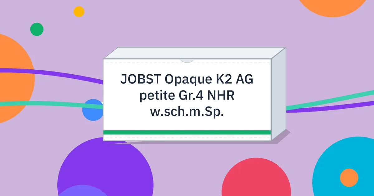 Symbolbild: Packung mit der Aufschrift JOBST Opaque K2 AG petite Gr.4 NHR w.sch.m.Sp. (PZN 11256240) – Verfügbarkeit und Bezug in Apotheken in Frankfurt am Main