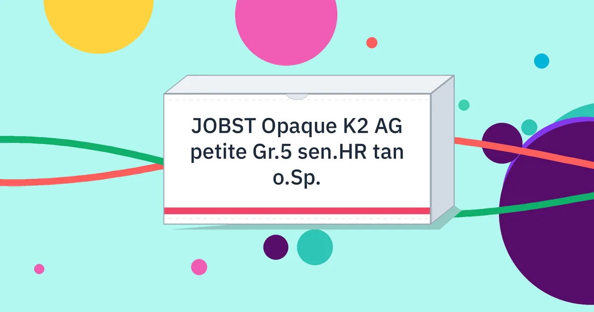 Symbolbild: Packung mit der Aufschrift JOBST Opaque K2 AG petite Gr.5 sen.HR tan o.Sp. (PZN 16285051) – Verfügbarkeit und Bezug in Apotheken in Frankfurt am Main