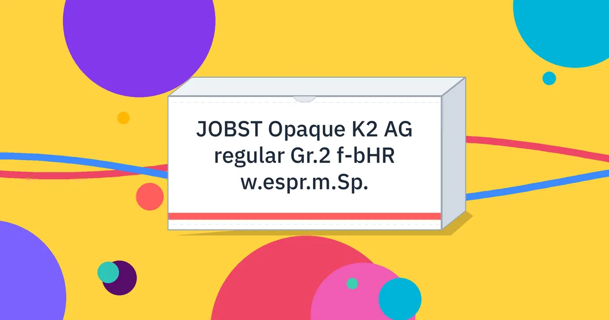 Symbolbild: Packung mit der Aufschrift JOBST Opaque K2 AG regular Gr.2 f-bHR w.espr.m.Sp. (PZN 16282207) – Verfügbarkeit und Bezug in Apotheken in Frankfurt am Main