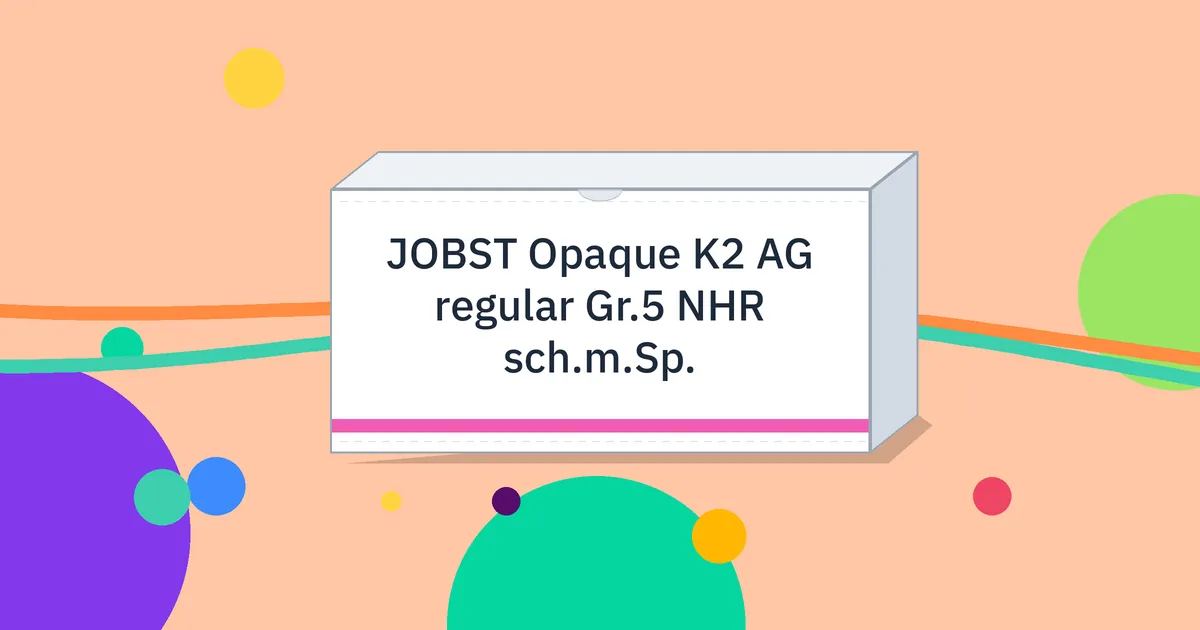 Symbolbild: Packung mit der Aufschrift JOBST Opaque K2 AG regular Gr.5 NHR sch.m.Sp. (PZN 11252785) – Verfügbarkeit und Bezug in Apotheken in Frankfurt am Main
