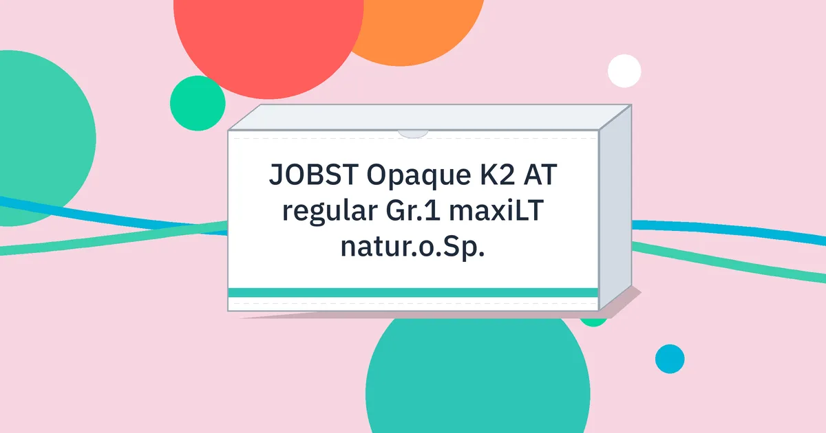 Symbolbild: Packung mit der Aufschrift JOBST Opaque K2 AT regular Gr.1 maxiLT natur.o.Sp. (PZN 13122064) – Verfügbarkeit und Bezug in Apotheken in Frankfurt am Main