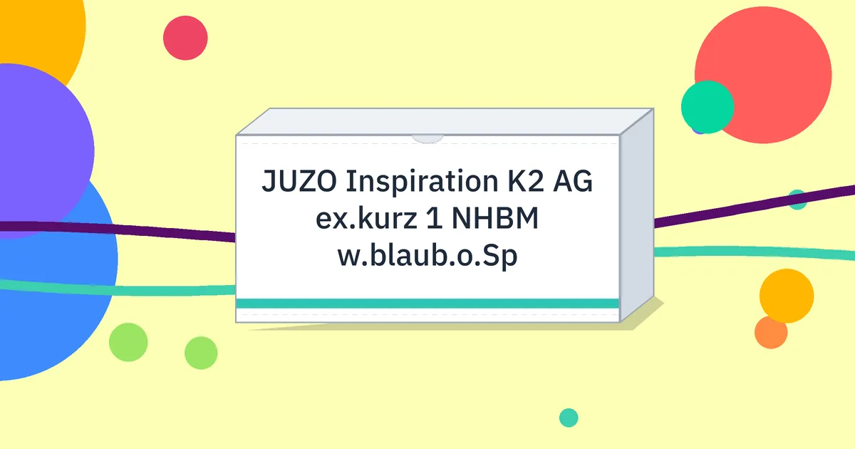 Symbolbild: Packung mit der Aufschrift JUZO Inspiration K2 AG ex.kurz 1 NHBM w.blaub.o.Sp (PZN 14961269) – Verfügbarkeit und Bezug in Apotheken in Frankfurt am Main