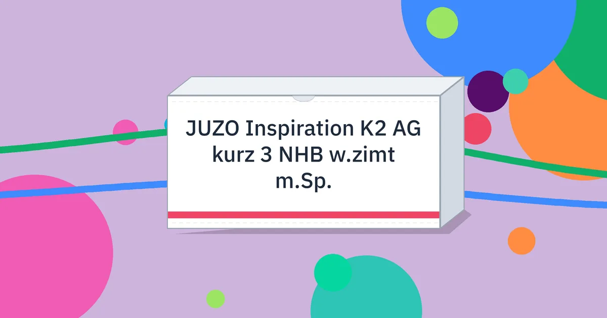 Symbolbild: Packung mit der Aufschrift JUZO Inspiration K2 AG kurz 3 NHB w.zimt m.Sp. (PZN 14948777) – Verfügbarkeit und Bezug in Apotheken in Frankfurt am Main
