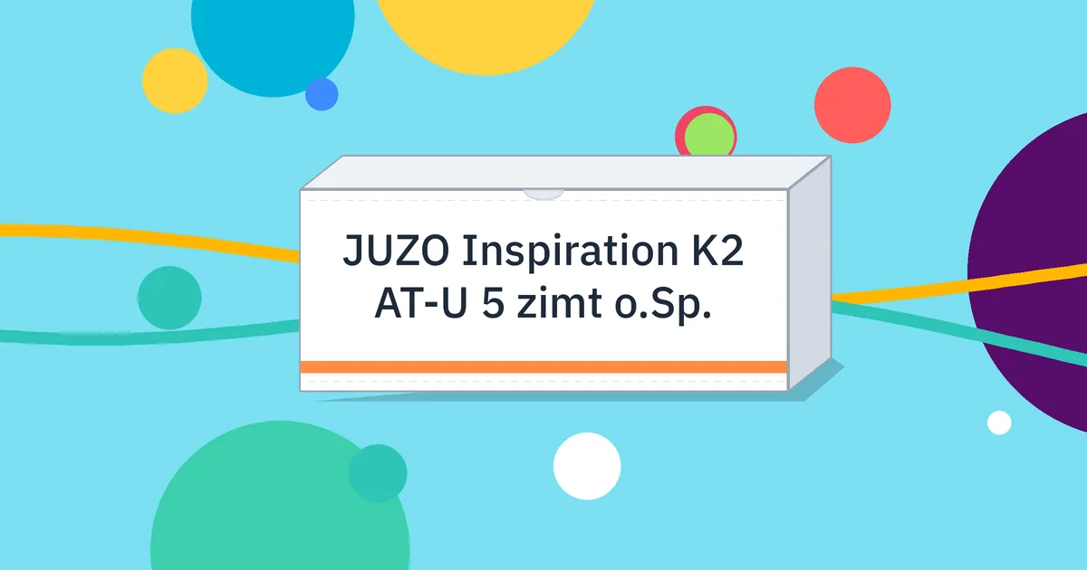 Symbolbild: Packung mit der Aufschrift JUZO Inspiration K2 AT-U 5 zimt o.Sp. (PZN 14928266) – Verfügbarkeit und Bezug in Apotheken in Frankfurt am Main