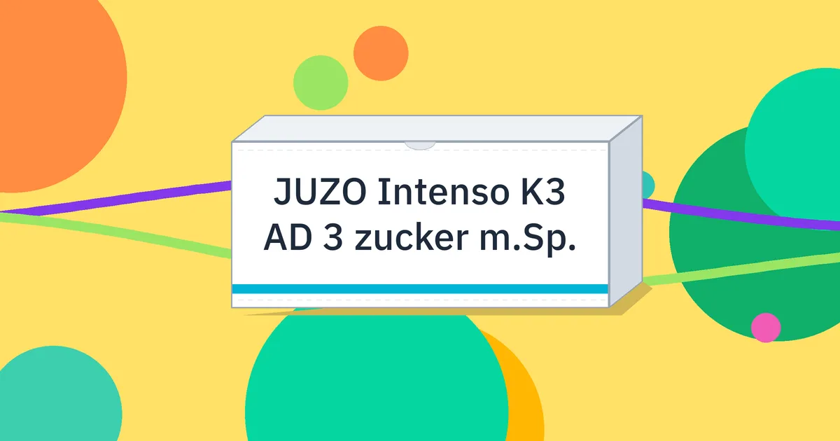Symbolbild: Packung mit der Aufschrift JUZO Intenso K3 AD 3 zucker m.Sp. (PZN 18627165) – Verfügbarkeit und Bezug in Apotheken in Frankfurt am Main