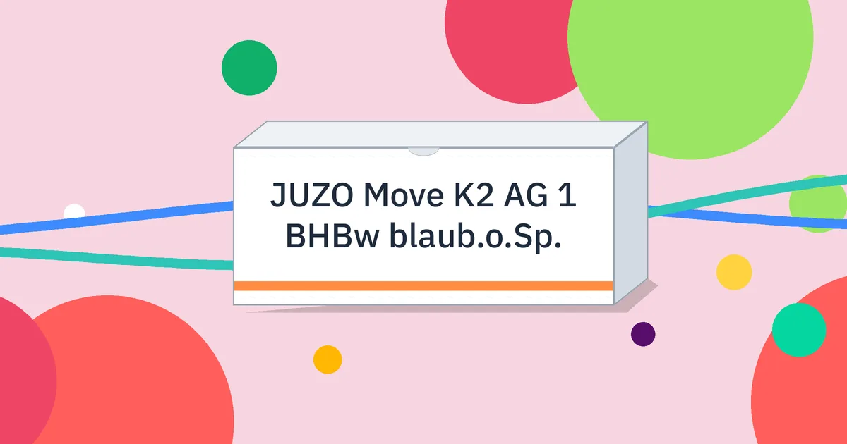 Symbolbild: Packung mit der Aufschrift JUZO Move K2 AG 1 BHBw blaub.o.Sp. (PZN 18557944) – Verfügbarkeit und Bezug in Apotheken in Frankfurt am Main