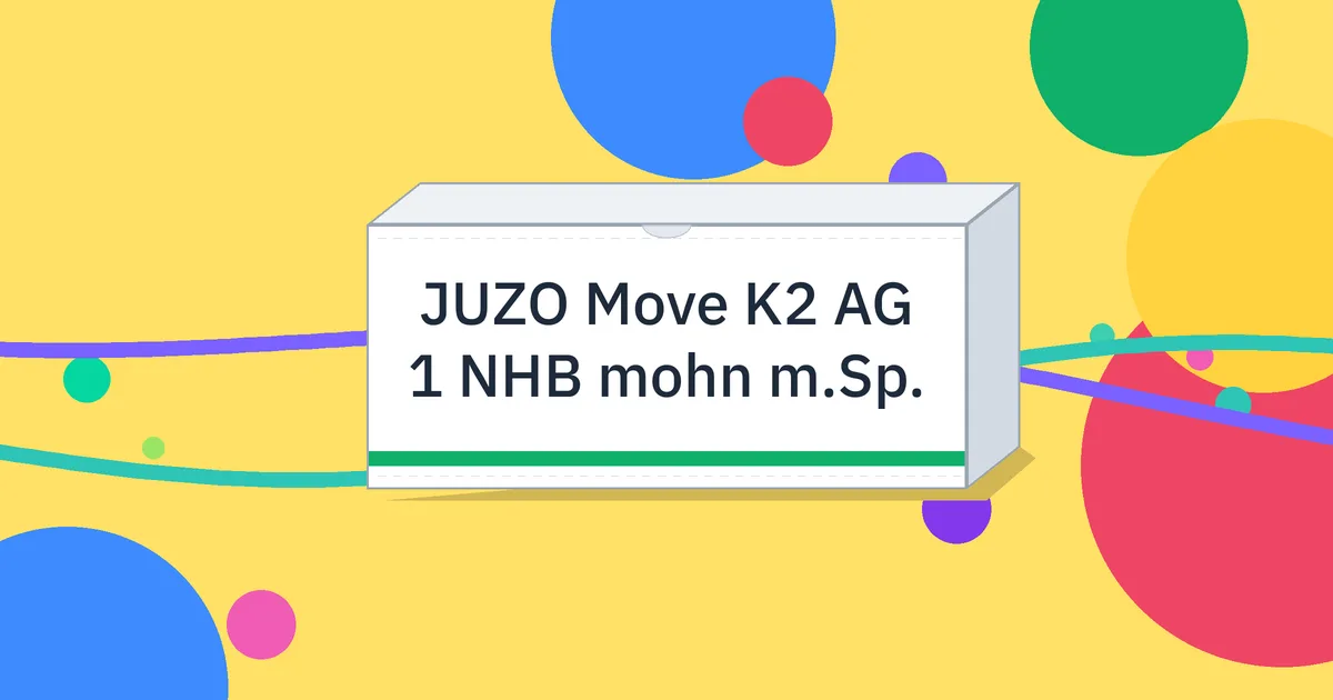 Symbolbild: Packung mit der Aufschrift JUZO Move K2 AG 1 NHB mohn m.Sp. (PZN 18555365) – Verfügbarkeit und Bezug in Apotheken in Frankfurt am Main