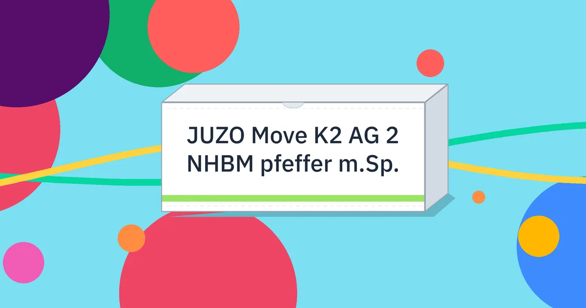 Symbolbild: Packung mit der Aufschrift JUZO Move K2 AG 2 NHBM pfeffer m.Sp. (PZN 16642290) – Verfügbarkeit und Bezug in Apotheken in Frankfurt am Main
