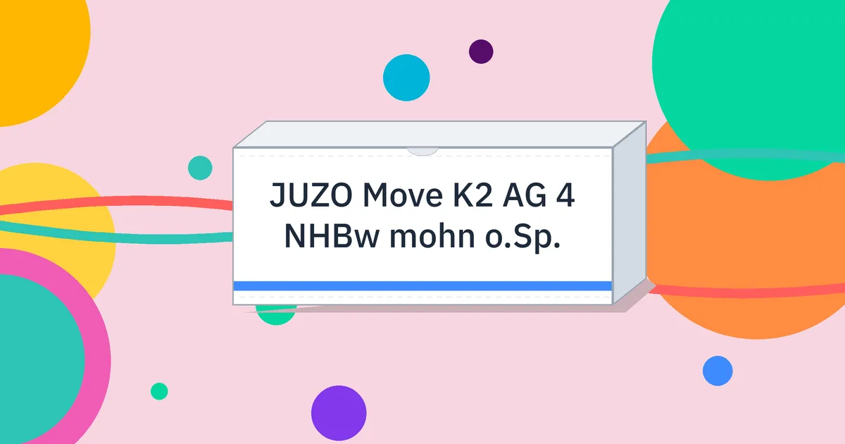 Symbolbild: Packung mit der Aufschrift JUZO Move K2 AG 4 NHBw mohn o.Sp. (PZN 18556732) – Verfügbarkeit und Bezug in Apotheken in Frankfurt am Main