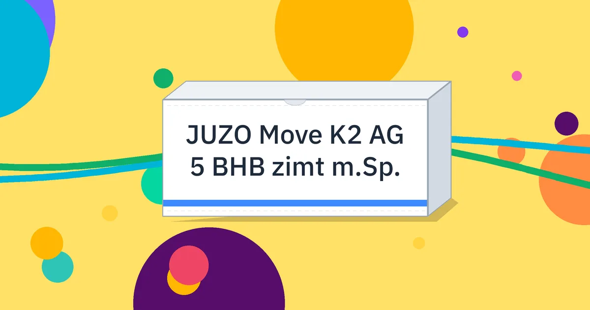 Symbolbild: Packung mit der Aufschrift JUZO Move K2 AG 5 BHB zimt m.Sp. (PZN 18524229) – Verfügbarkeit und Bezug in Apotheken in Frankfurt am Main