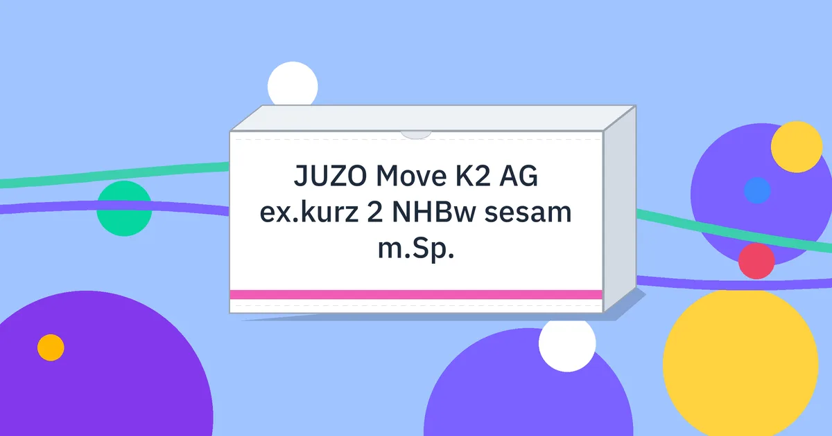 Symbolbild: Packung mit der Aufschrift JUZO Move K2 AG ex.kurz 2 NHBw sesam m.Sp. (PZN 18531040) – Verfügbarkeit und Bezug in Apotheken in Frankfurt am Main