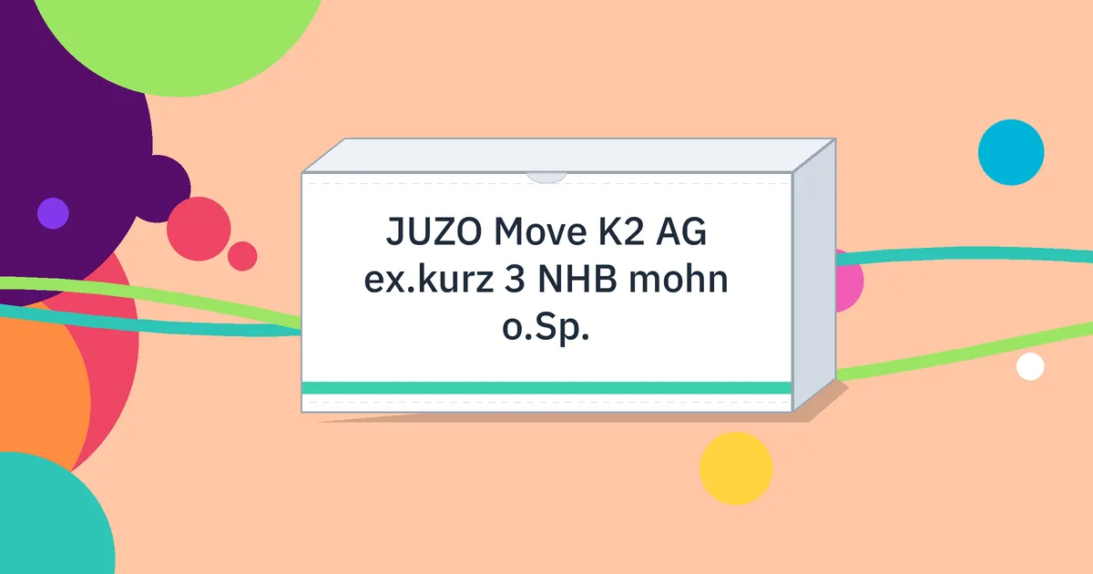 Symbolbild: Packung mit der Aufschrift JUZO Move K2 AG ex.kurz 3 NHB mohn o.Sp. (PZN 18565323) – Verfügbarkeit und Bezug in Apotheken in Frankfurt am Main