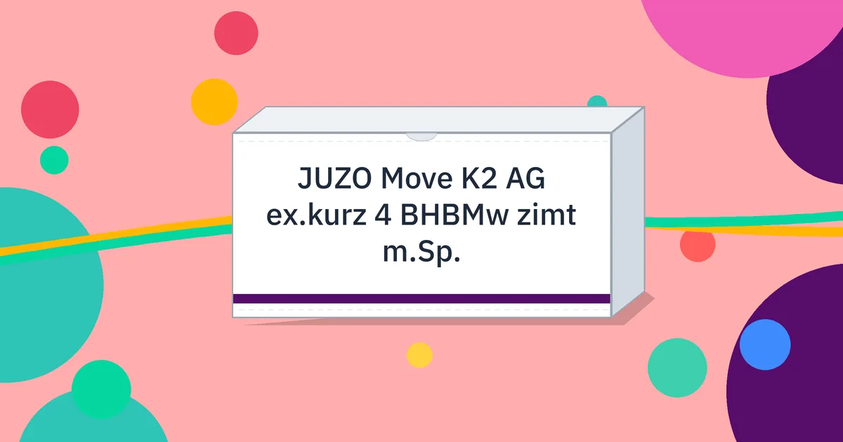 Symbolbild: Packung mit der Aufschrift JUZO Move K2 AG ex.kurz 4 BHBMw zimt m.Sp. (PZN 18532772) – Verfügbarkeit und Bezug in Apotheken in Frankfurt am Main