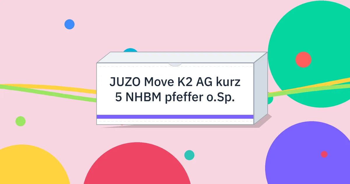 Symbolbild: Packung mit der Aufschrift JUZO Move K2 AG kurz 5 NHBM pfeffer o.Sp. (PZN 16642918) – Verfügbarkeit und Bezug in Apotheken in Frankfurt am Main