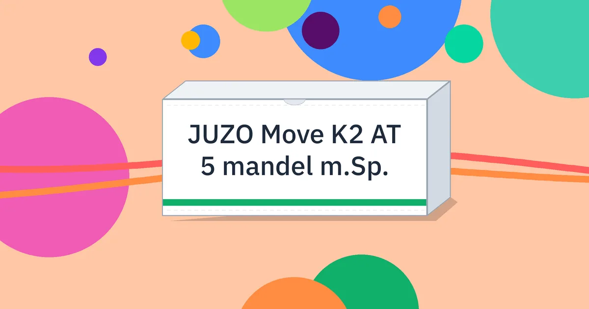 Symbolbild: Packung mit der Aufschrift JUZO Move K2 AT 5 mandel m.Sp. (PZN 20667841) – Verfügbarkeit und Bezug in Apotheken in Frankfurt am Main