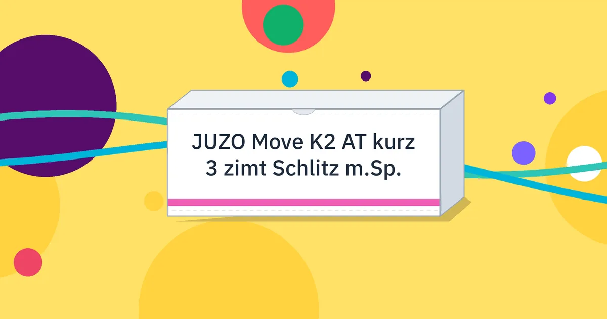 Symbolbild: Packung mit der Aufschrift JUZO Move K2 AT kurz 3 zimt Schlitz m.Sp. (PZN 20674806) – Verfügbarkeit und Bezug in Apotheken in Frankfurt am Main