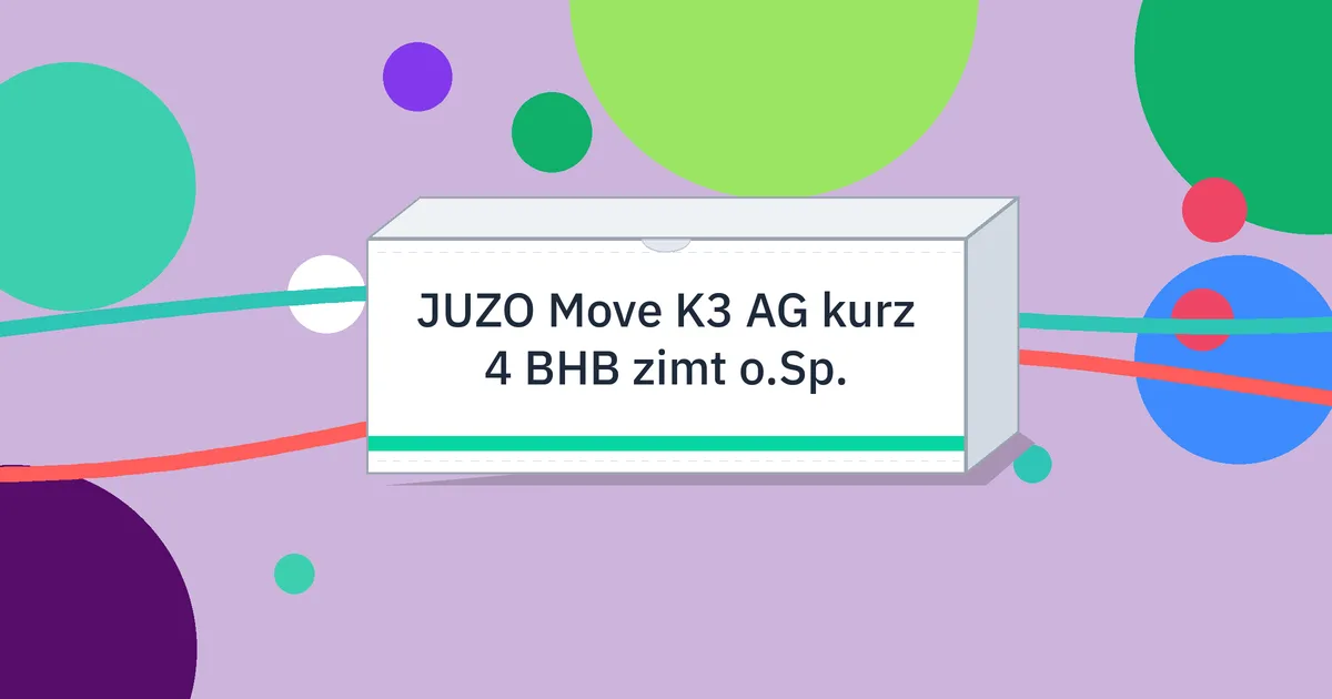 Symbolbild: Packung mit der Aufschrift JUZO Move K3 AG kurz 4 BHB zimt o.Sp. (PZN 18581575) – Verfügbarkeit und Bezug in Apotheken in Frankfurt am Main