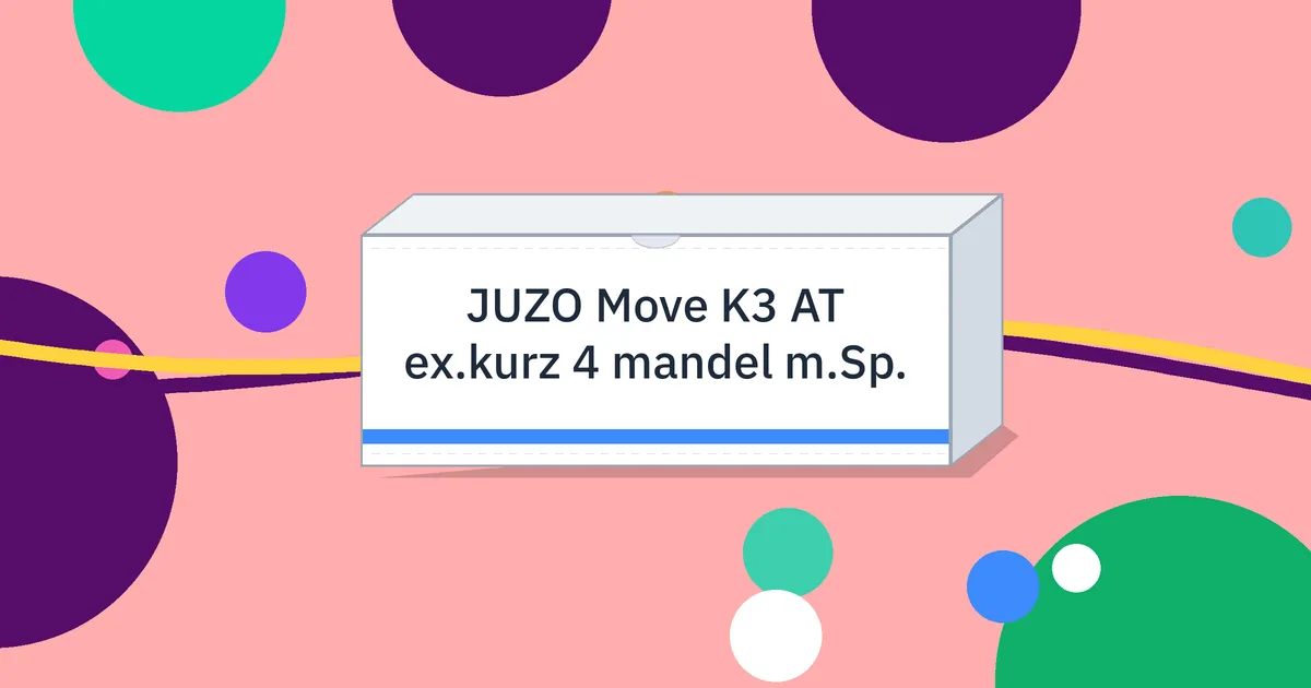 Symbolbild: Packung mit der Aufschrift JUZO Move K3 AT ex.kurz 4 mandel m.Sp. (PZN 20680184) – Verfügbarkeit und Bezug in Apotheken in Frankfurt am Main