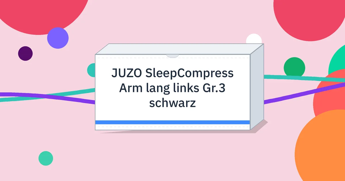 Symbolbild: Packung mit der Aufschrift JUZO SleepCompress Arm lang links Gr.3 schwarz (PZN 18298804) – Verfügbarkeit und Bezug in Apotheken in Frankfurt am Main