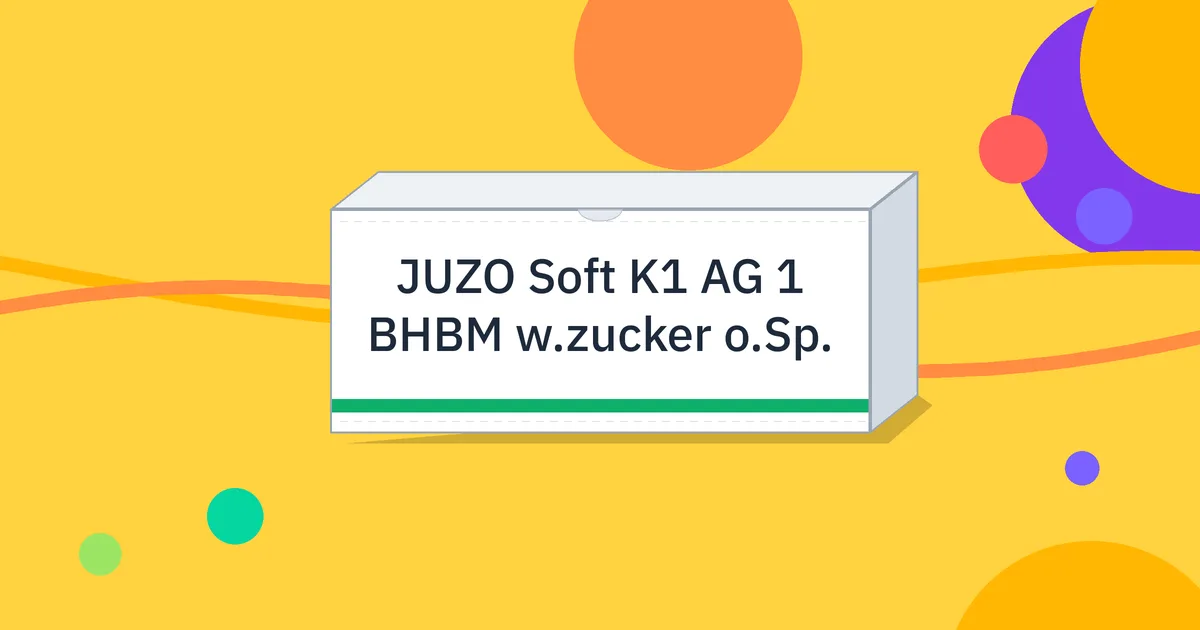Symbolbild: Packung mit der Aufschrift JUZO Soft K1 AG 1 BHBM w.zucker o.Sp. (PZN 14864595) – Verfügbarkeit und Bezug in Apotheken in Frankfurt am Main