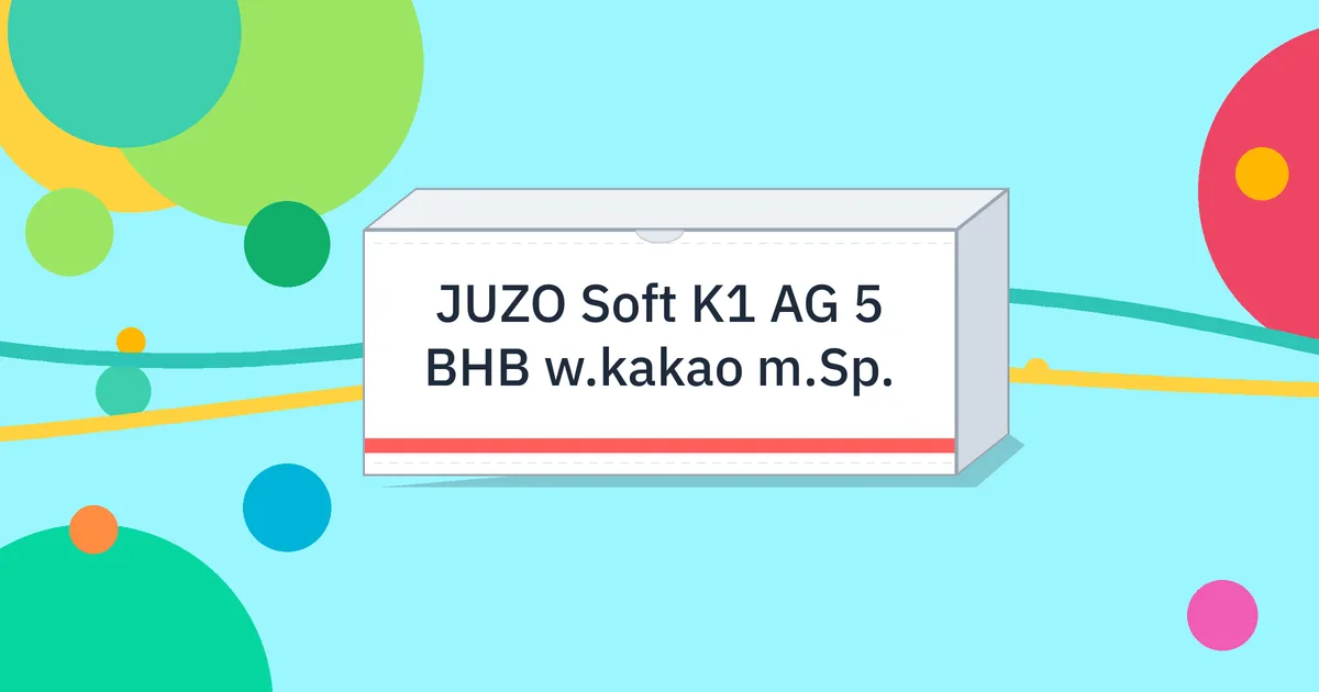 Symbolbild: Packung mit der Aufschrift JUZO Soft K1 AG 5 BHB w.kakao m.Sp. (PZN 14837121) – Verfügbarkeit und Bezug in Apotheken in Frankfurt am Main
