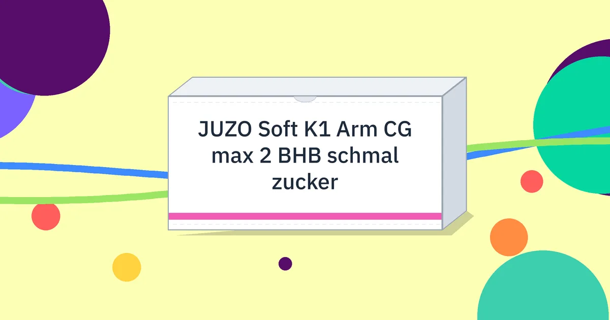 Symbolbild: Packung mit der Aufschrift JUZO Soft K1 Arm CG max 2 BHB schmal zucker (PZN 15509264) – Verfügbarkeit und Bezug in Apotheken in Frankfurt am Main