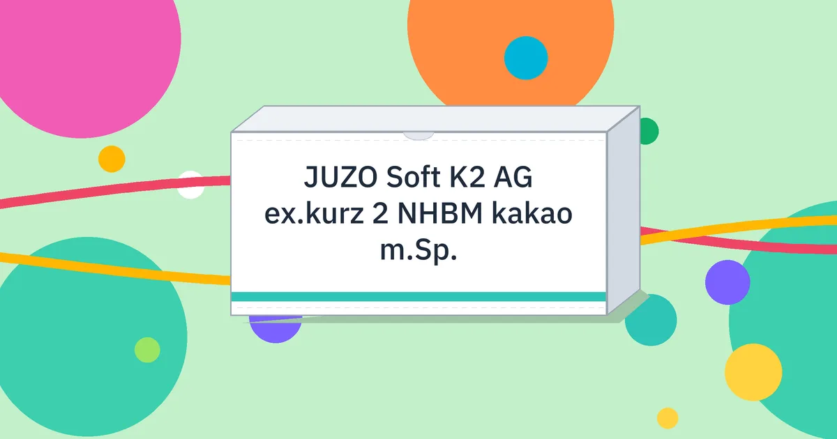 Symbolbild: Packung mit der Aufschrift JUZO Soft K2 AG ex.kurz 2 NHBM kakao m.Sp. (PZN 15021605) – Verfügbarkeit und Bezug in Apotheken in Frankfurt am Main