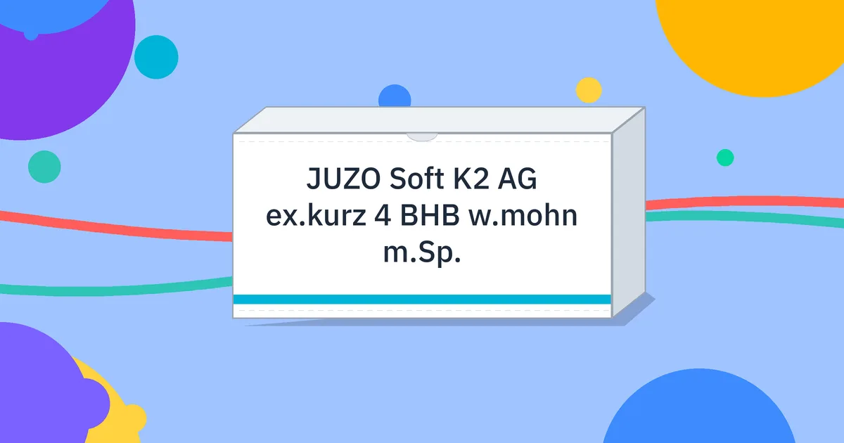 Symbolbild: Packung mit der Aufschrift JUZO Soft K2 AG ex.kurz 4 BHB w.mohn m.Sp. (PZN 14843647) – Verfügbarkeit und Bezug in Apotheken in Frankfurt am Main